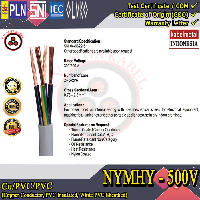 Jual Kabel NYMHY 4x4 mm2 METAL (100m) /4 x 4 mm2/4x4mm2/4x4 mm2/4x4mm ...