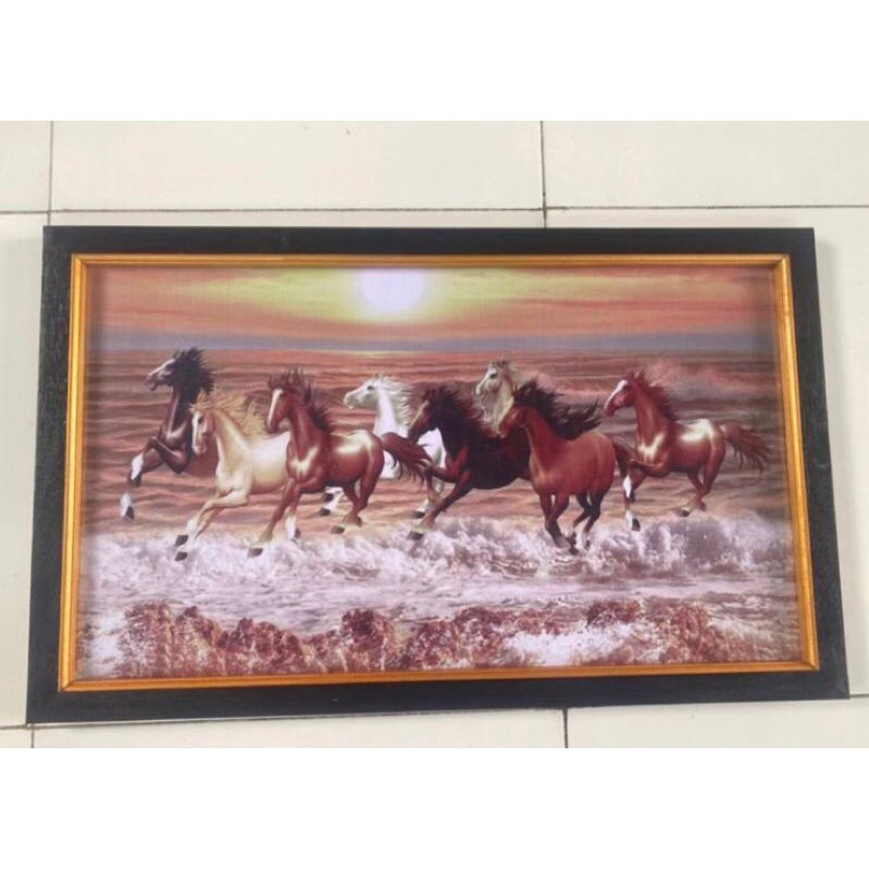Jual Hiasan dinding plus bingkai Lukisan kuda Berlari | Shopee Indonesia