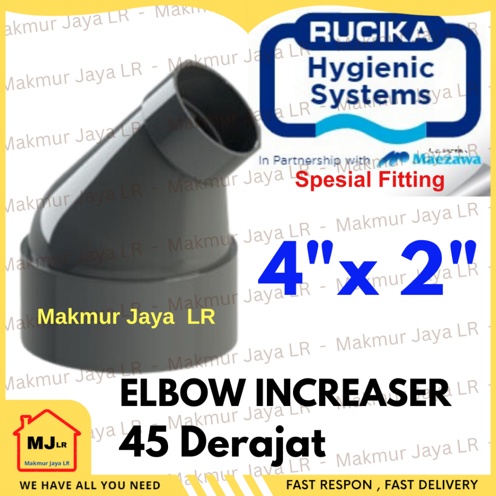 Jual Elbow Increaser 45 derajat 4 x 2 inch PVC RUCIKA Reducing Keni 4 ...