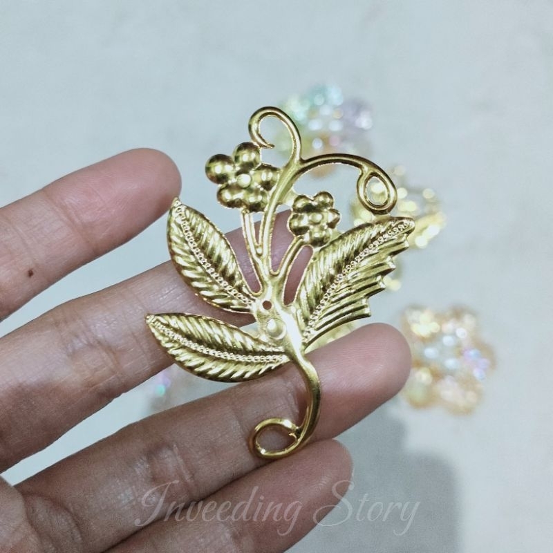 Jual Aksesoris Charm Lempengan Bunga Daun Hiasan Mahar Gold Emas ...