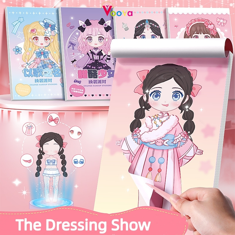 Jual VOOVA Buku Stiker DIY Fashion Ganti Baju Sticker Dress Up Book ...