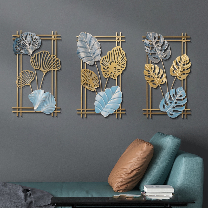 Jual WallDecor Hiasan Dinding Frame Metal Gold WALL Decor Nordic Daun ...