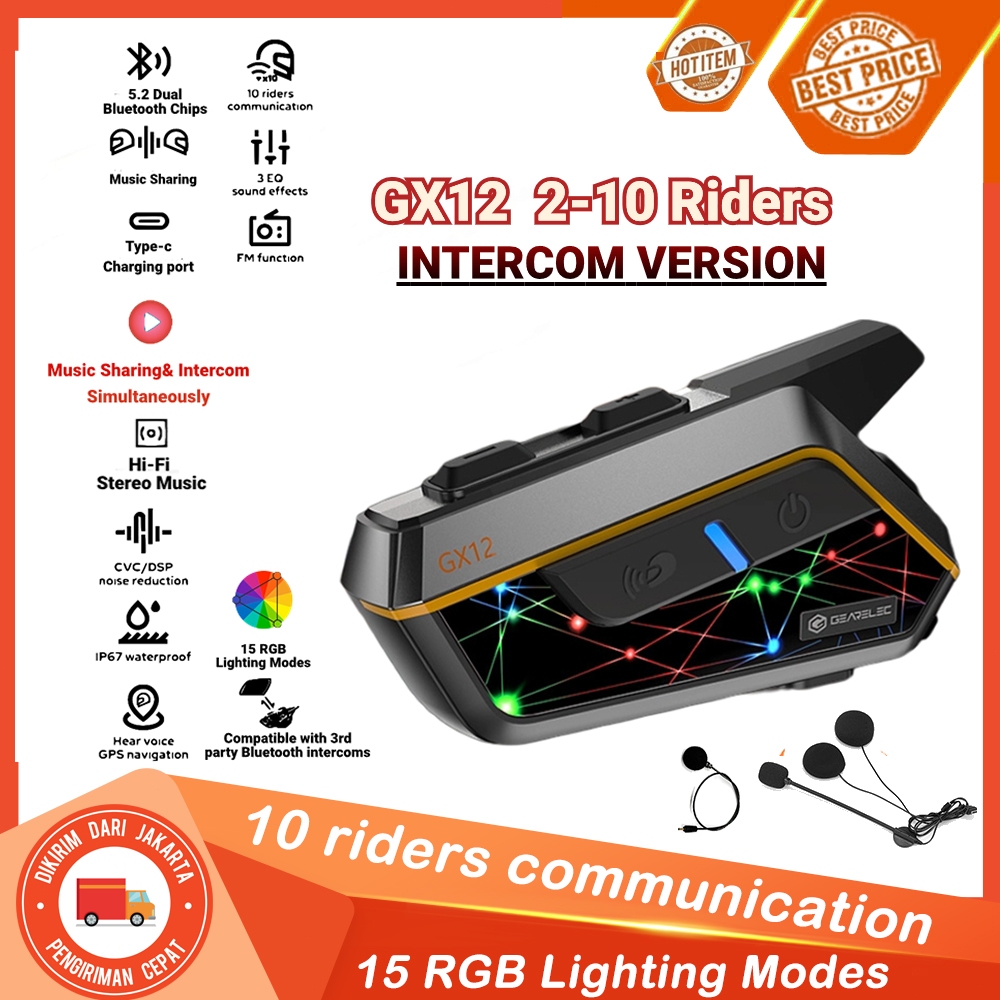 Jual GEARELEC GX12 Headset Interkom Helm Sepeda Motor Untuk Berbagi ...