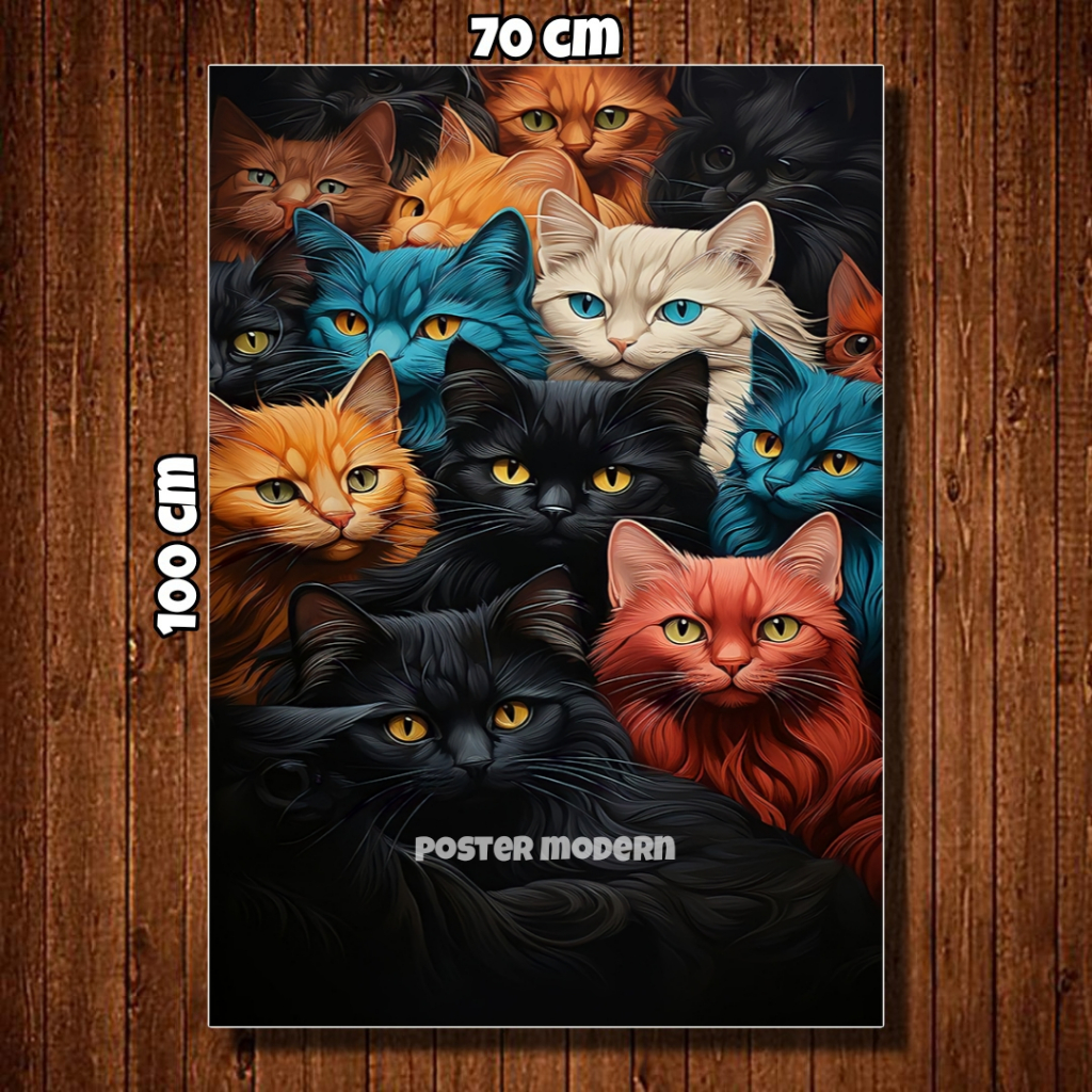 Jual HIASAN DINDING POSTER GAMBAR KUCING 3D ART UKURAN BESAR #02 ...