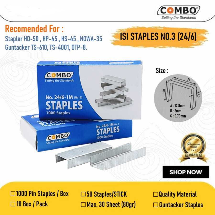 Jual Isi Hekter / Isi Jepretan / Necis / Isi Staples Besar No. 3 Combo ...