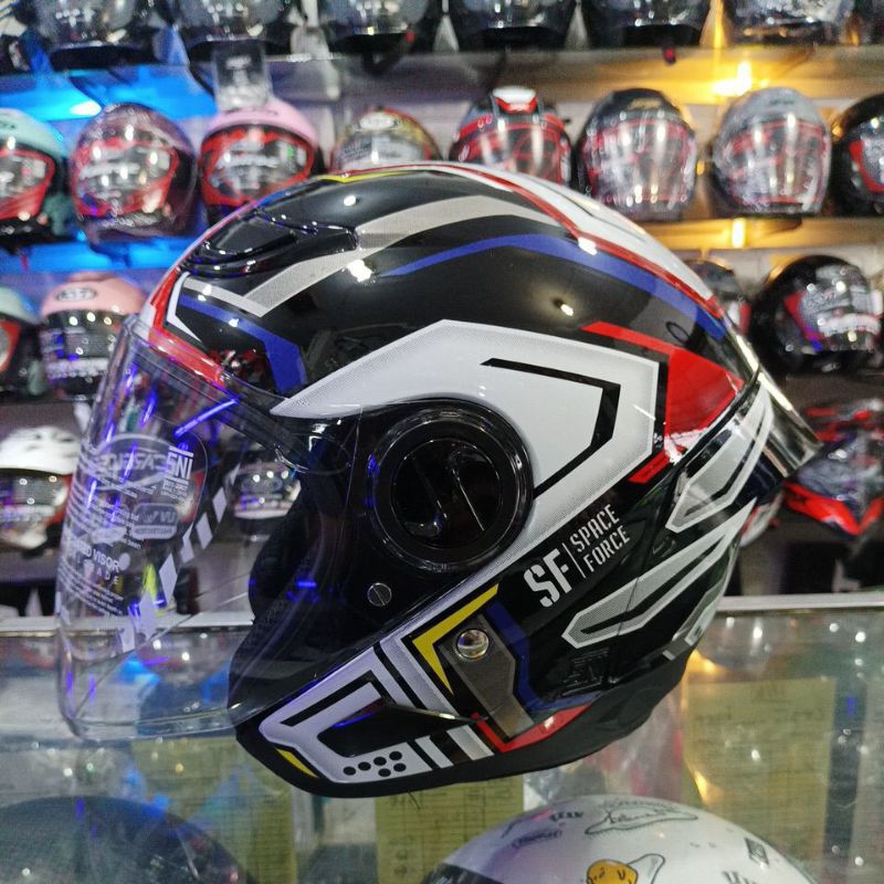 Jual HELM CARGLOSS NFS SPACE FORCE DEEP BLACK HALF FACE | Shopee Indonesia