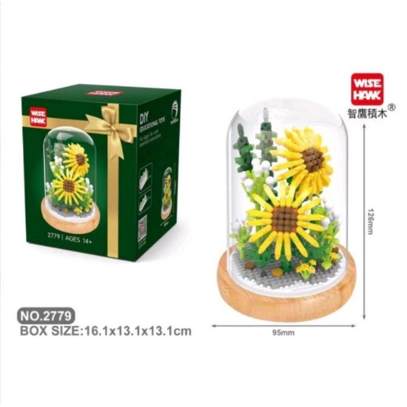 Jual Bricks Blok Bunga Lampu Balok Susun Hadiah Valentine Flower ...