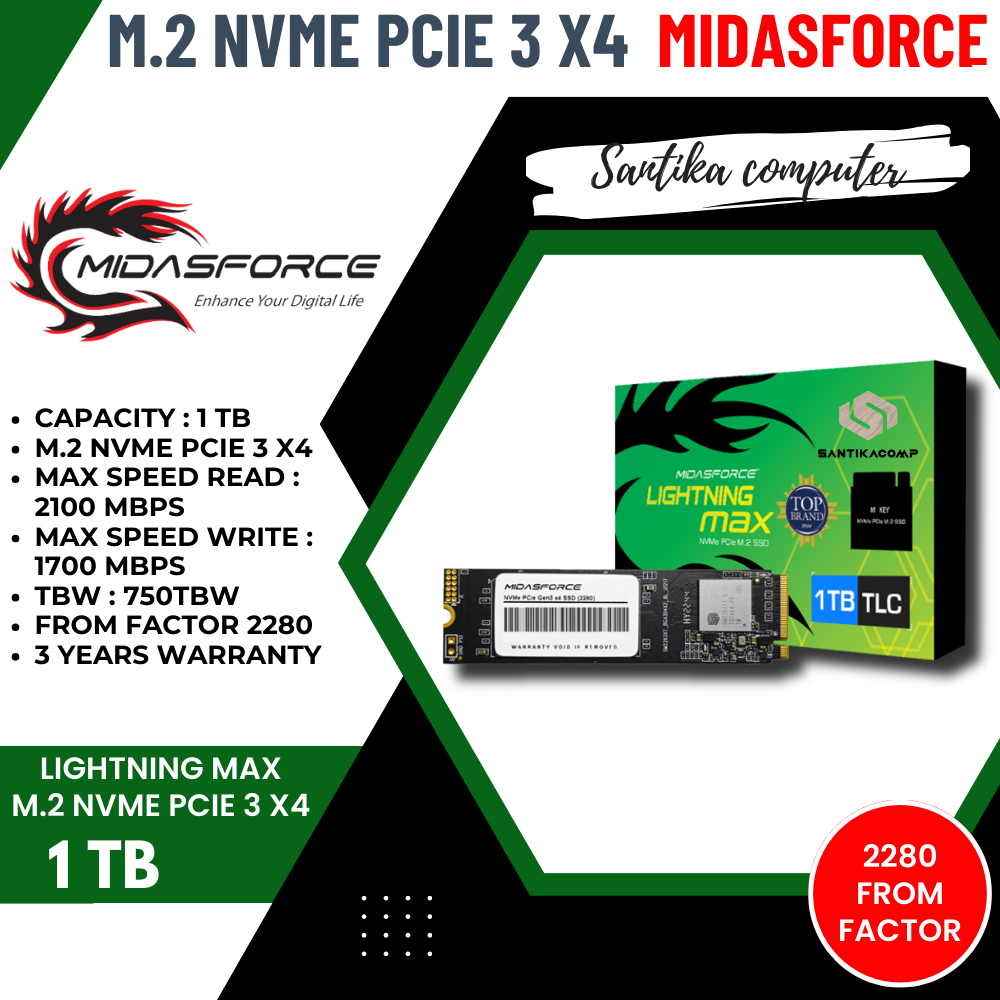 Jual NVME 1TB MIDASFORCE M2 NVME 1 TB MIDAS PCIe Gen3 x4 SSD | Shopee ...
