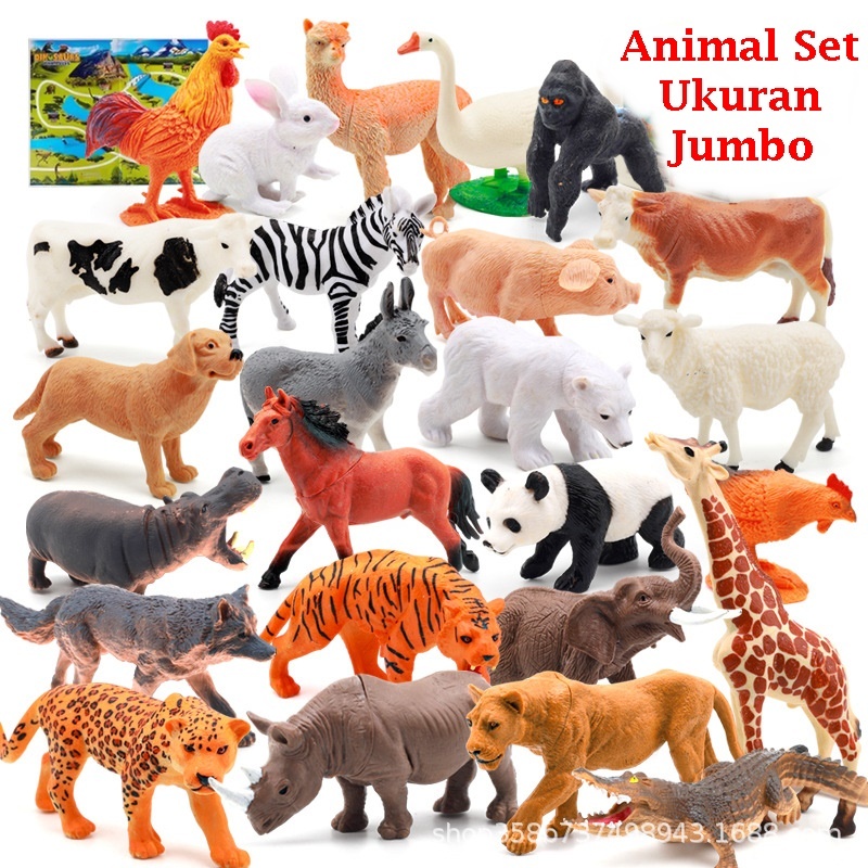 Jual Mainan Anak ANIMAL SET JUMBO Miniatur Mainan Hewan Binatang Karet ...