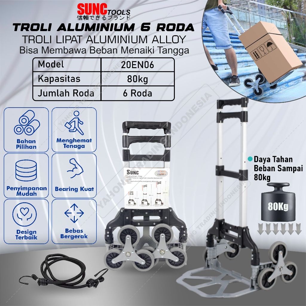 Jual Troli Lipat Portable Trolley 6 Roda Aluminium Troli Belanja Galon ...