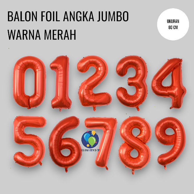 Jual Balon Angka Jumbo Merah / Balon Angka Merah 80 Cm | Shopee Indonesia