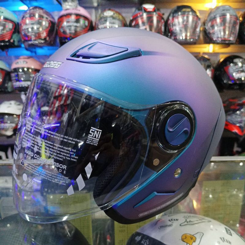 Jual HELM CARGLOSS NFS CR SOLID AR BLUE DOFF HALF FACE | Shopee Indonesia