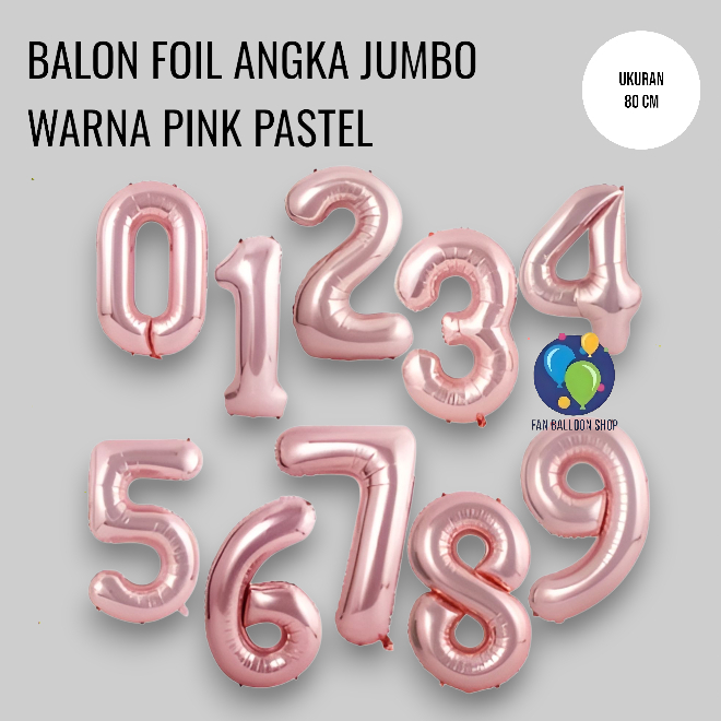 Jual Balon Angka Jumbo Pink / Balon Angka Pink Pastel 80 CM | Shopee ...