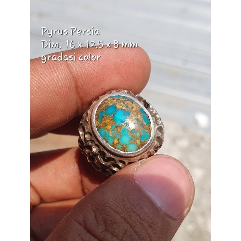 Jual natural Pyrus pirus persia lawas ring perak costum tebal urat emas ...