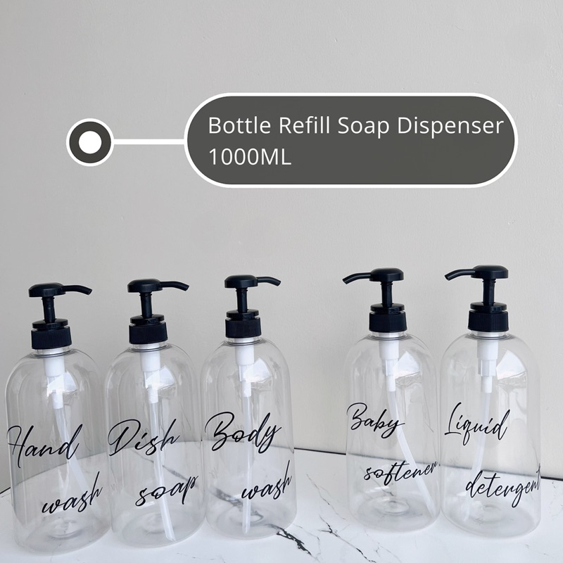 Jual BOTOL sabun cair aesthetic 1L PUMP BENING STIKER HITAM LUXURY ...