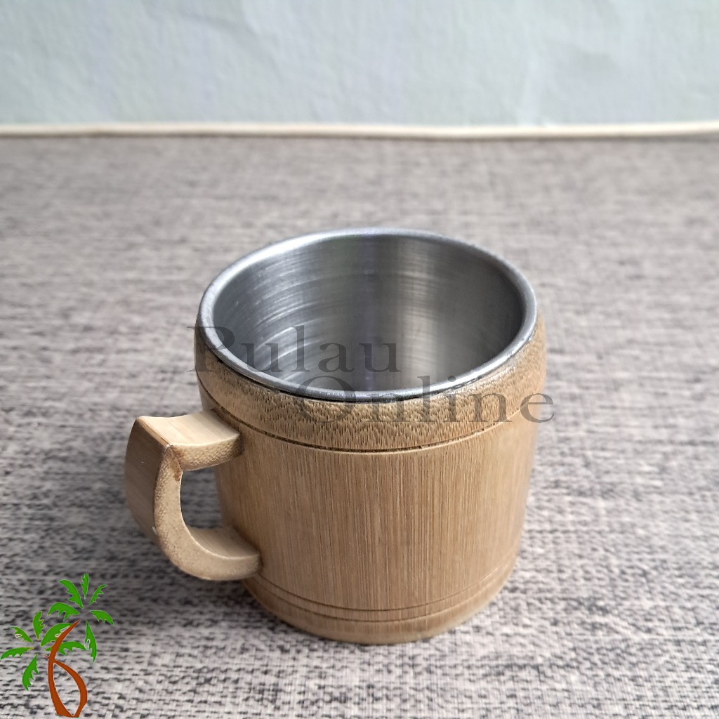 Jual Gelas Cangkir Bambu Stainless - Pulau Online | Shopee Indonesia