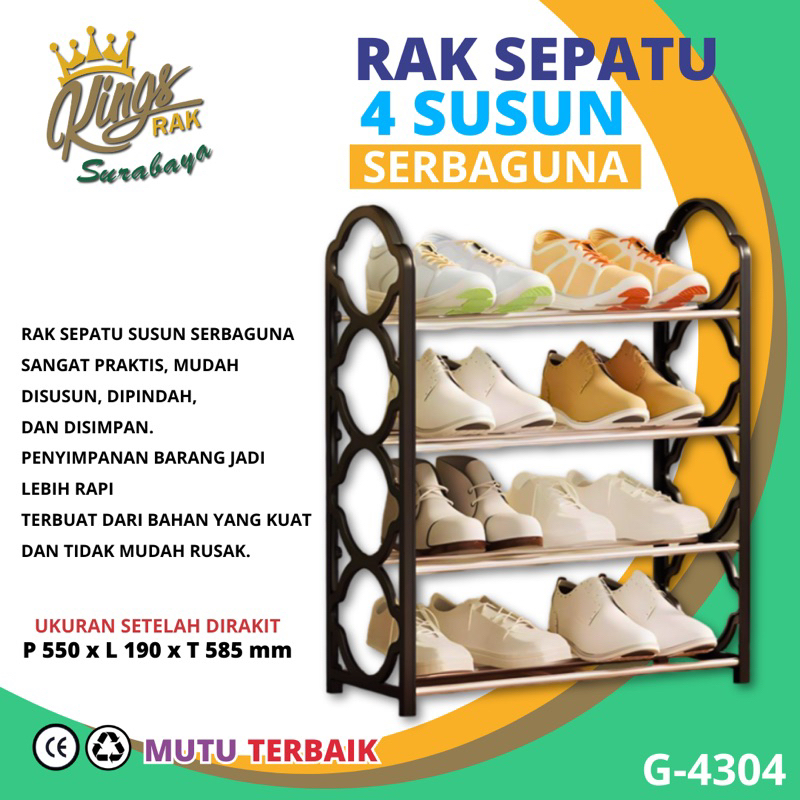 Jual Rak Sepatu 4 Susun Portable Tempat Sepatu Sandal 4 Tingkat ...