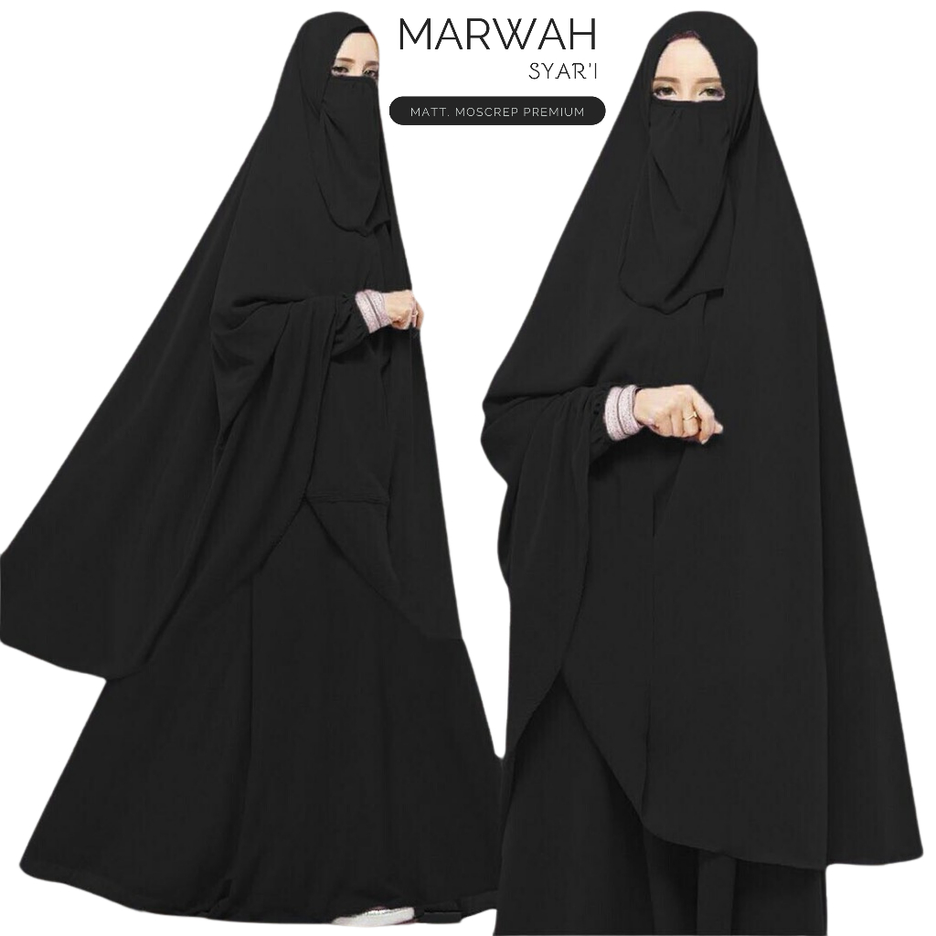 Jual Gamis Marwah Syari Set Cadar /Gamis Syari Set Hijab/Gamis Set ...
