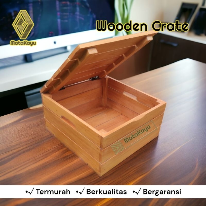 Jual Wooden crate tutup kotak peti kayu storage box penyimpanan ...