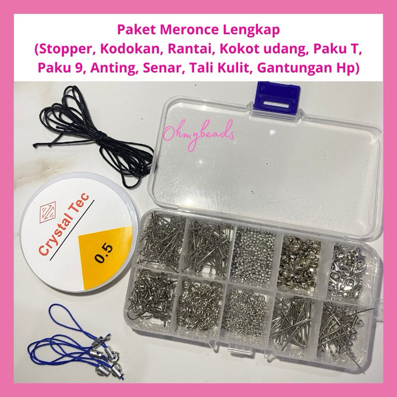 Jual Paket perlengkapan meronce lengkap 1 box silver/ kodokan, paku 9 ...