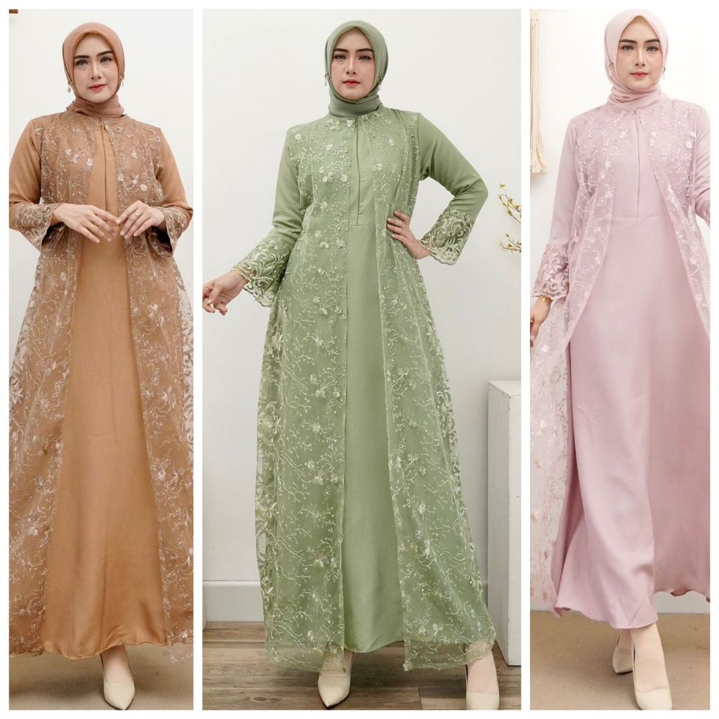 Jual Gamis Hena S M L XL XXL Busui Tile Bordir Mutiara Maxi Dress ...