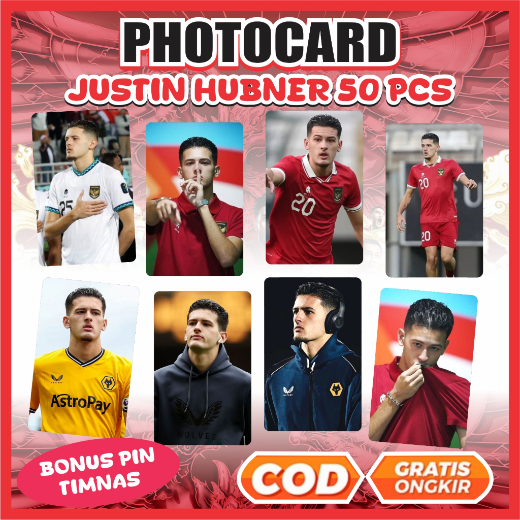 Jual Photocard Justin Hubner Timnas Indonesia 50 Pcs bonus sticker COD ...
