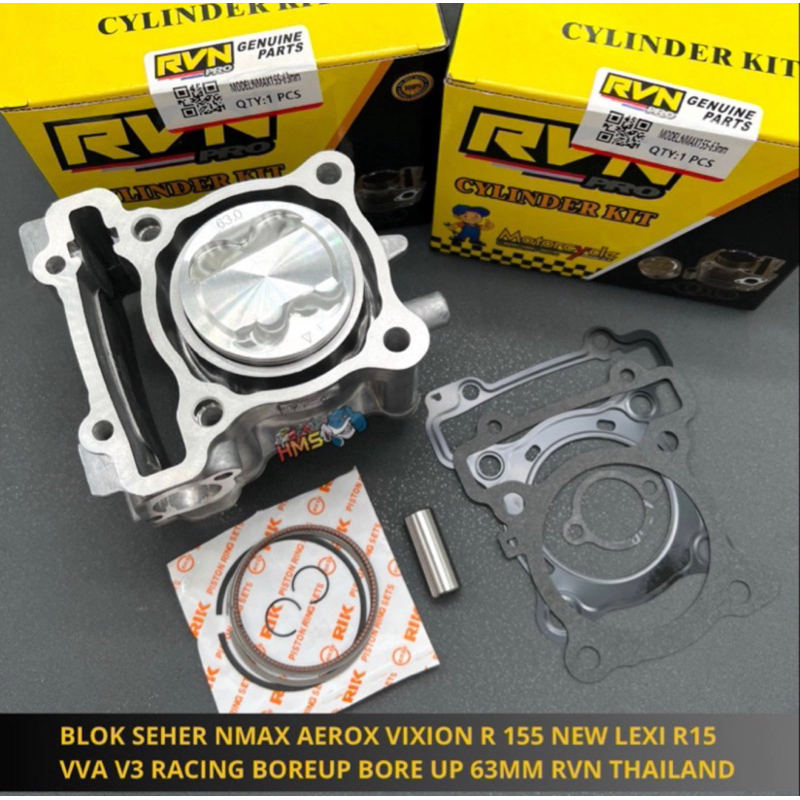 Jual BLOK SEHER NMAX AEROX VIXION R 155 NEW LEXI R15 VVA V3 RACING BOREUP BORE UP 62MM 63MM 62 ...