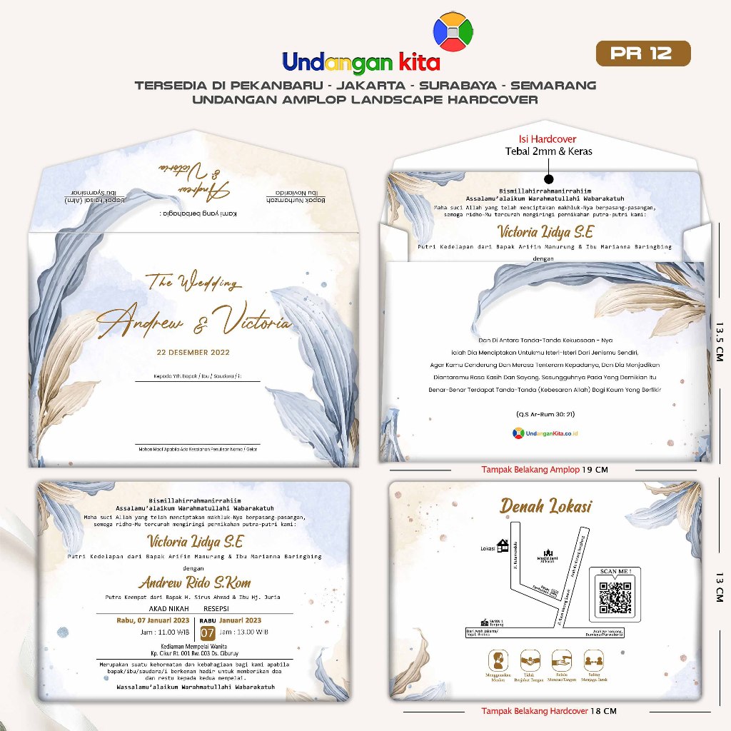 Jual Undangan Pernikahan Amplop Hardcover Landscape Premium Undangan ...