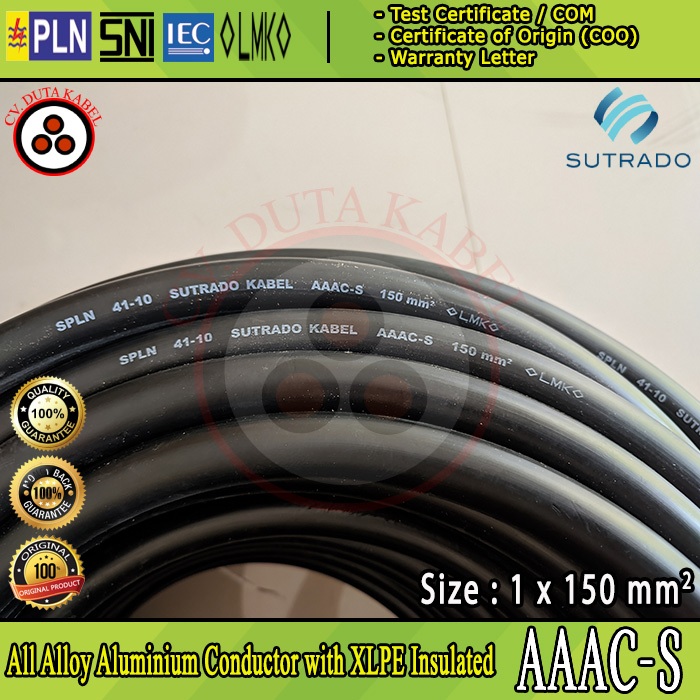 Jual Kabel AAAC-S 1x150 mm2 SUTRADO /A3CS/1 x 150 mm2/1x150mm2/150 mm2/150mm | Shopee Indonesia
