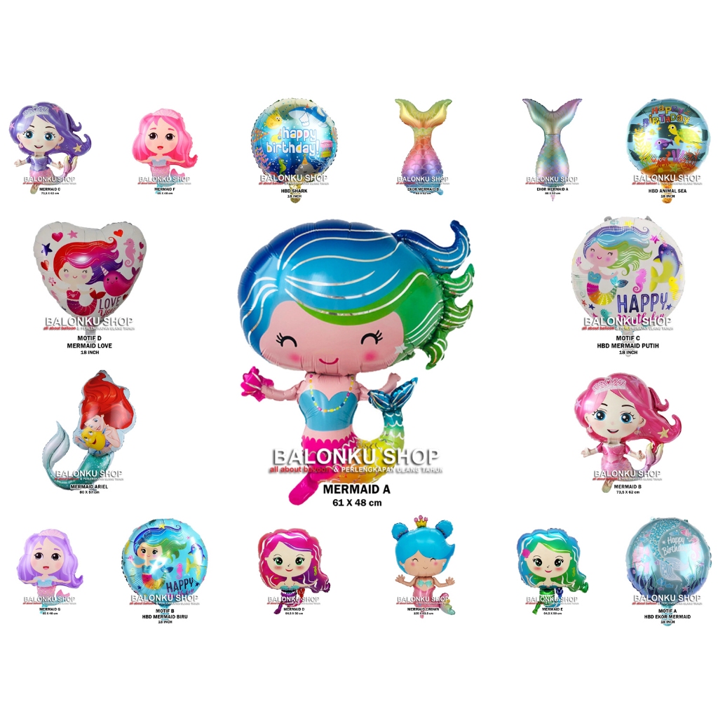 Jual Balon Foil Memaid / Balon Mermaid Badan / Balon Putri Duyung ...
