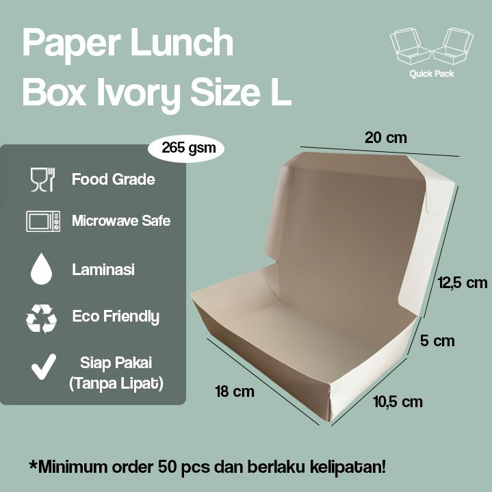 Jual Paper Lunch Box Ivory Size L (FORMING/TIDAK PERLU LIPAT) | Shopee ...