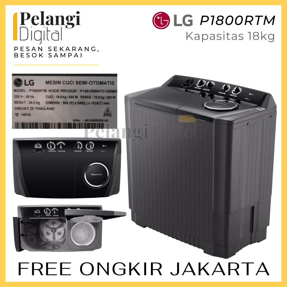 Jual LG P1800RTM Mesin Cuci 2 Tabung 18 KG - Twin Tub Dua Tabung ...