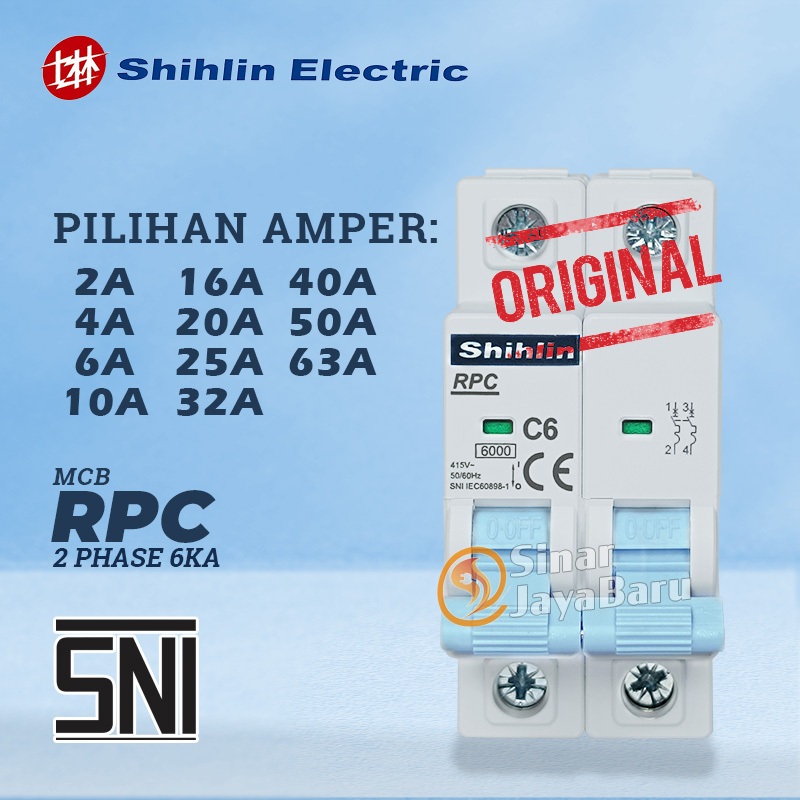Jual MCB SHIHLIN RPC 2P 2A 4A 6A 10A 16A 20A 25A 32A 40A 50A 63A | Shopee Indonesia