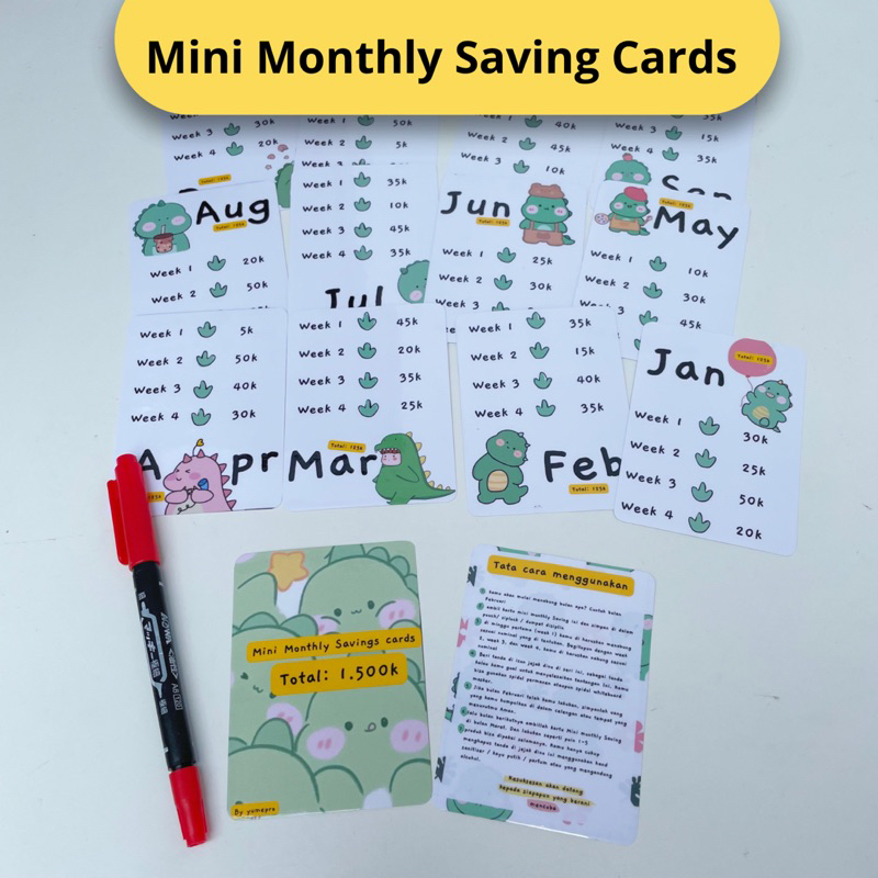 Jual Mini monthly saving card muat binder A7 dan A6 | Shopee Indonesia