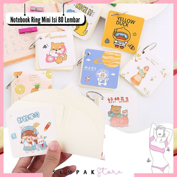 Jual SS Notebook Ring Mini Isi 80 Lembar Buku Note Gantung Karakter ...