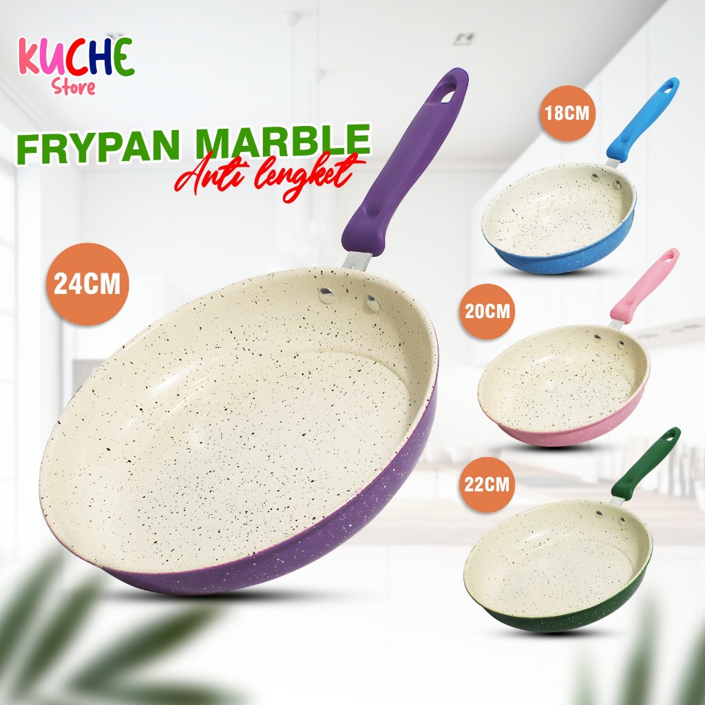 Jual Panci Teflon Frypan warna / Frypan anti lengket / Fry pan Marble | Shopee Indonesia