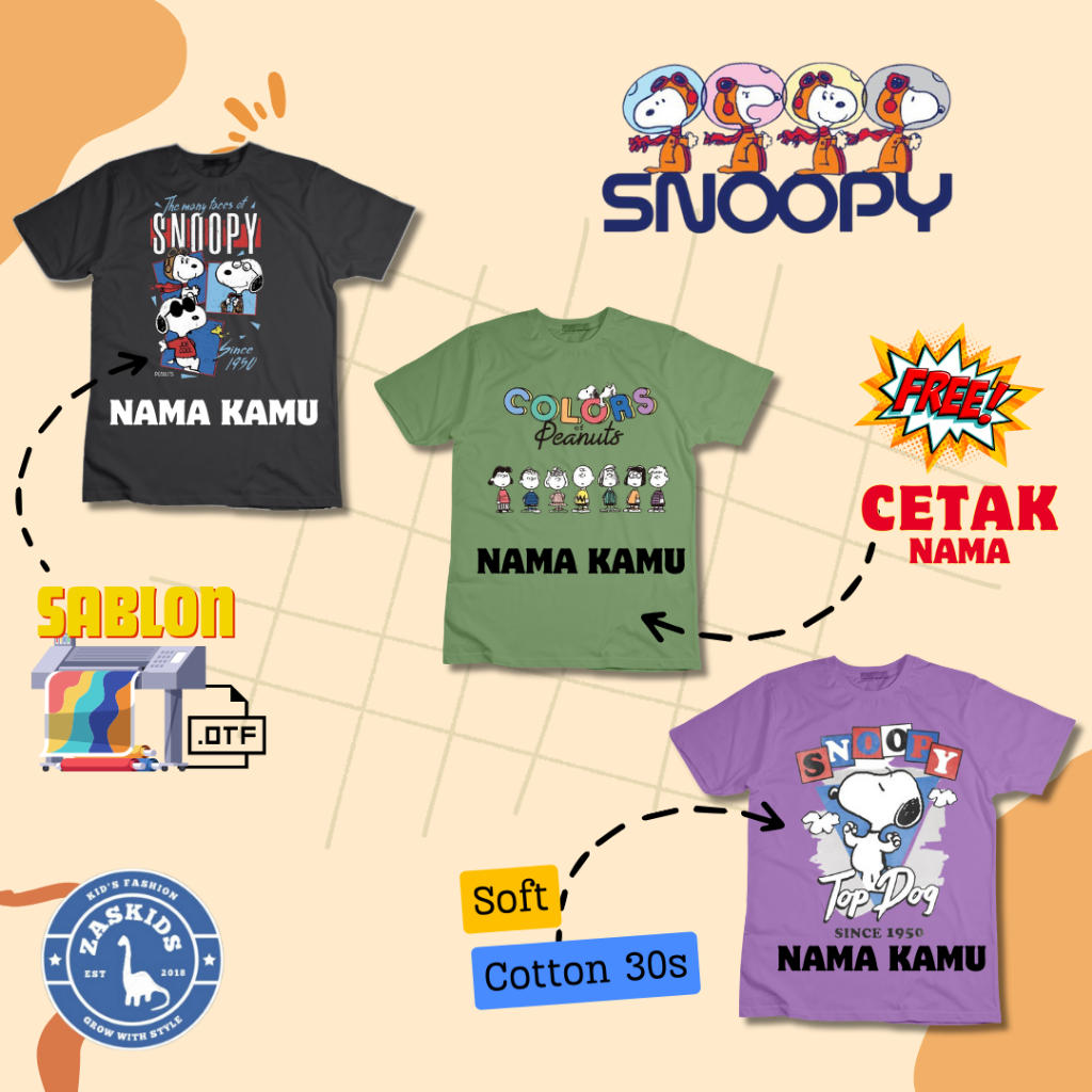 Jual KAOS ANAK SNOOPY Gratis Cetak Nama | Baju Atasan Anak SNOOPY Laki ... Jual KAOS ANAK SNOOPY Gratis Cetak Nama | Baju Atasan Anak SNOOPY Laki ...