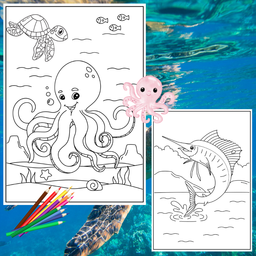 Jual LEMBAR SKETSA MEWARNAI TEMA IKAN HEWAN LAUT / MAINAN EDUKASI ...