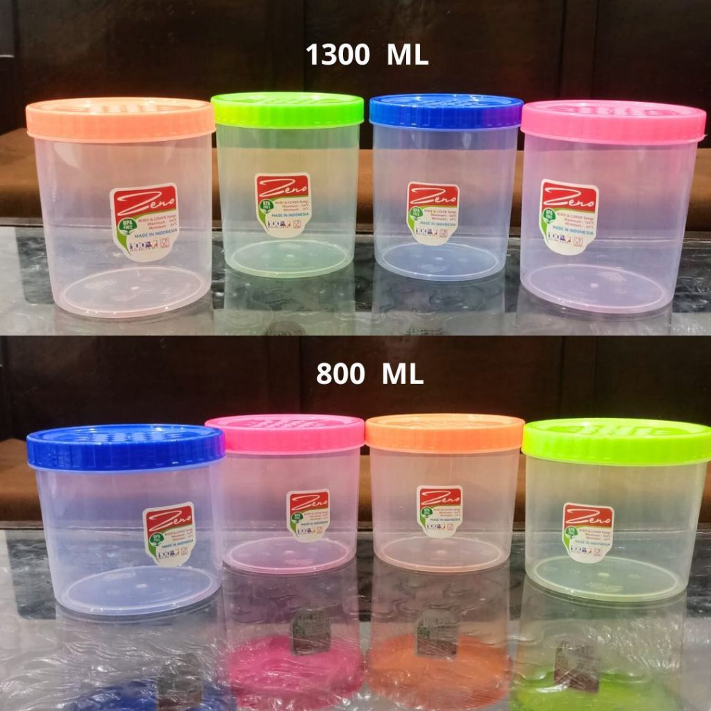 Jual TSSJ Toples Plastik Bening Drat Tutup Warna Ulir Zeno 800ml dan 1300ml Golden Ox | Toples ...