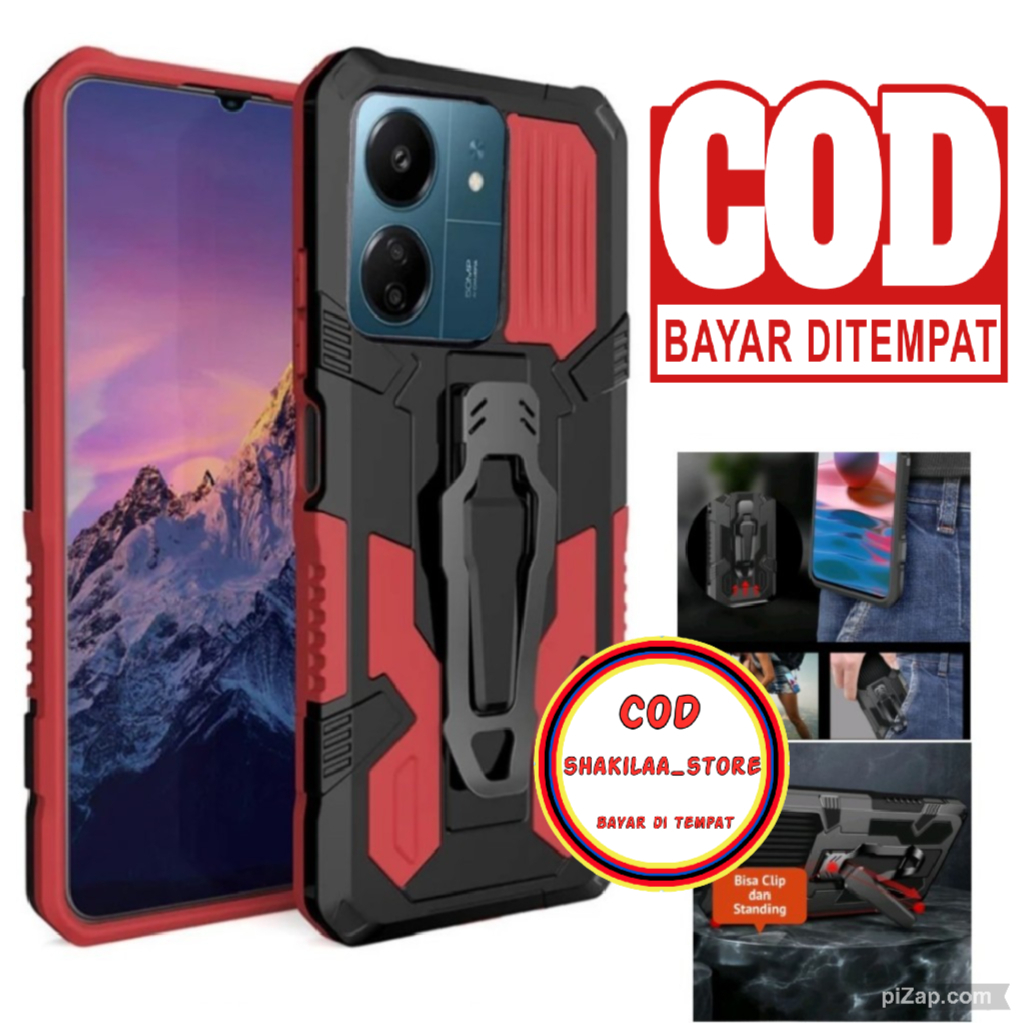 Jual CASE HP REDMI 13C cristal Hardcase Robot Standing Armor / casing ...