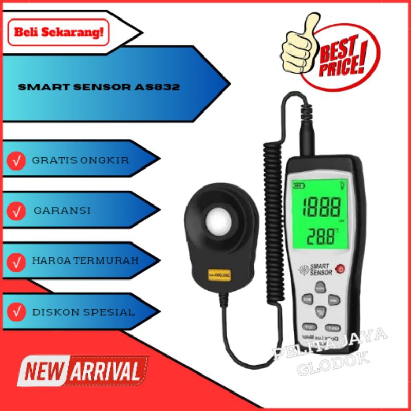 Jual Alat Pengukur Cahaya Lux Meter Smart Sensor AS832 Sertifikat ...