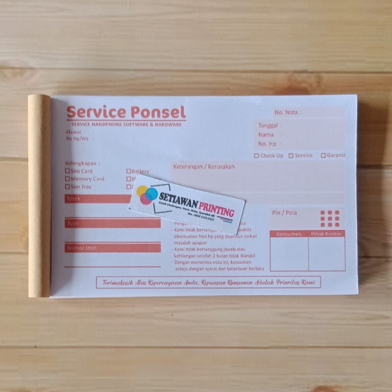 Jual Nota Service Ponsel I Nota Servis Konter 1 Ply & 2 Ply | Shopee ...