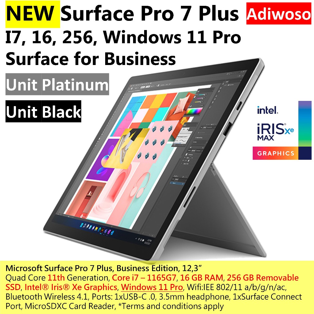 Jual Microsoft Surface Pro 7 Plus Bisnis i7 11th gen 16Gb Ram 256Gb SSD | Shopee Indonesia