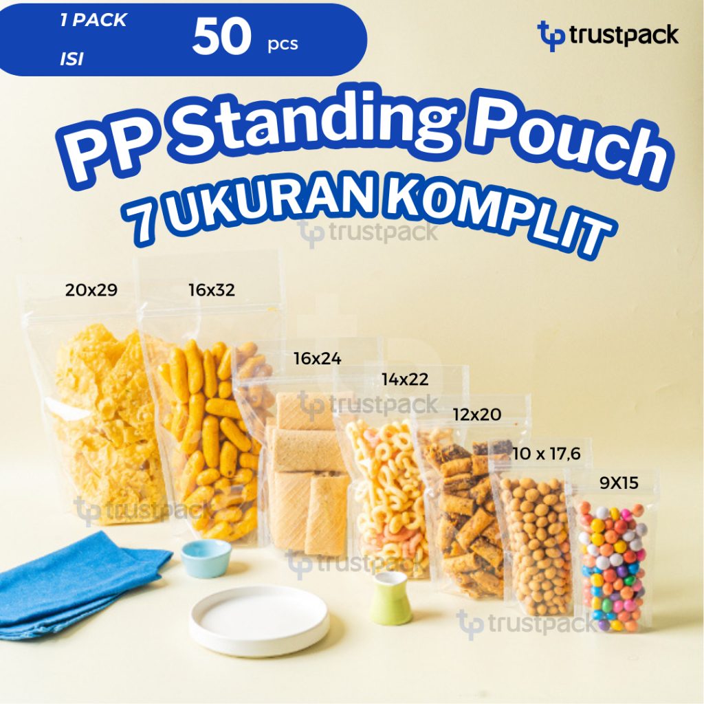 Jual PP Standing Pouch isi 50 lbr Plastik Klip Double Seal Lebar Royal ukuran komplit | Shopee ...