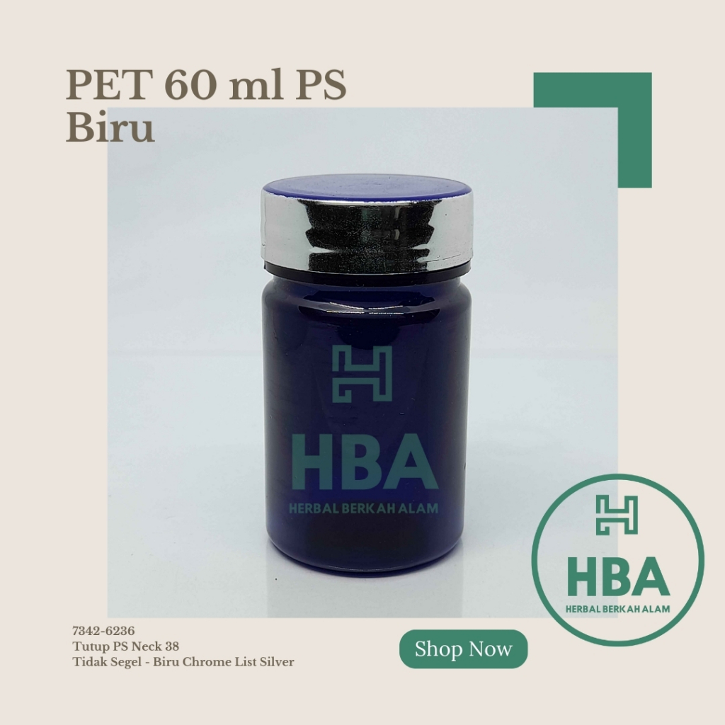 Jual Botol Obat 60 ml Biru Tutup Biru List Full Silver / Botol Obat ...