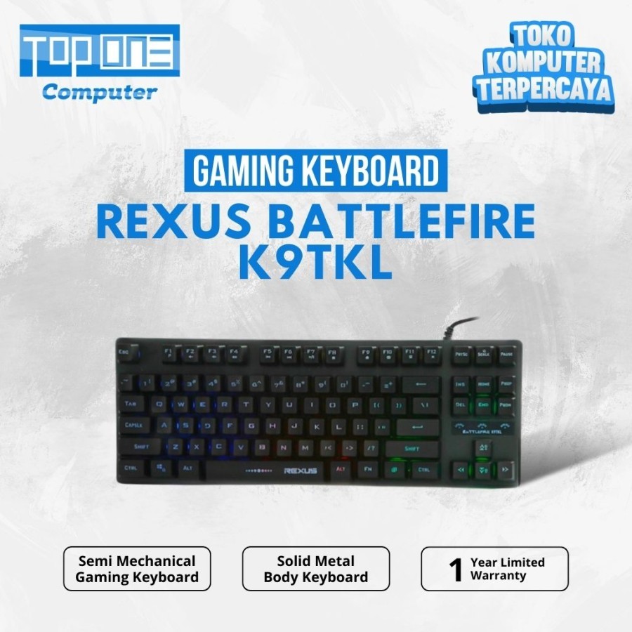Jual Keyboard Gaming Rexus BATTLEFIRE K9TKL Rainbow LED Fortres Backlit ...