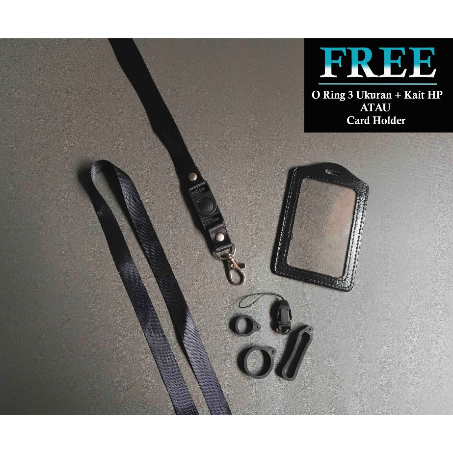 Jual Lanyard Hitam Polos 1,5cm - Gantungan HP IdCard Nametag Hitam ...