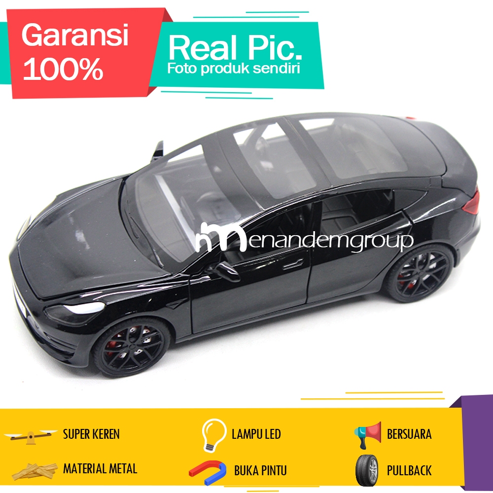 Jual Diecast Miniatur Mainan Mobil Sedan Tesla Model 3 1/24 Pullback ...