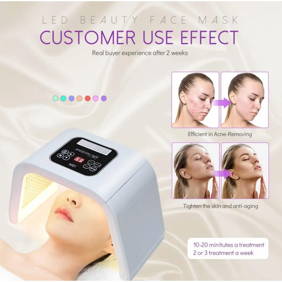 Jual Omega Lampu Masker LED PDT Light 7 Warna Omelon Untuk Facial Wajah ...