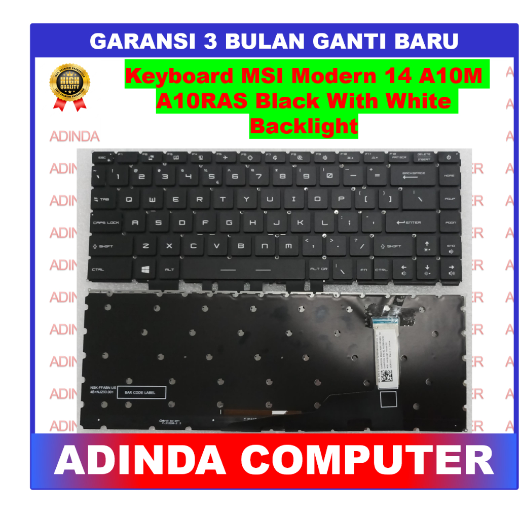 Jual Keyboard MSI Modern 14 A10M B11S MA-14D1 MW MS-14D3 Black With WHITE BACKLIGHT | Shopee ...